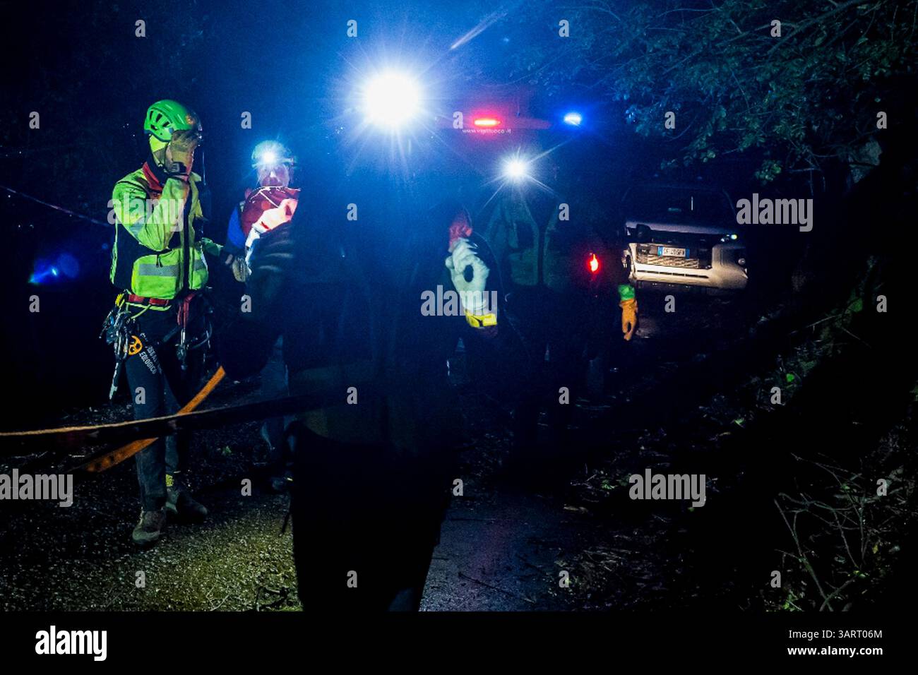Rescuers at work near the site of the Monte Faito cable car crash that ...