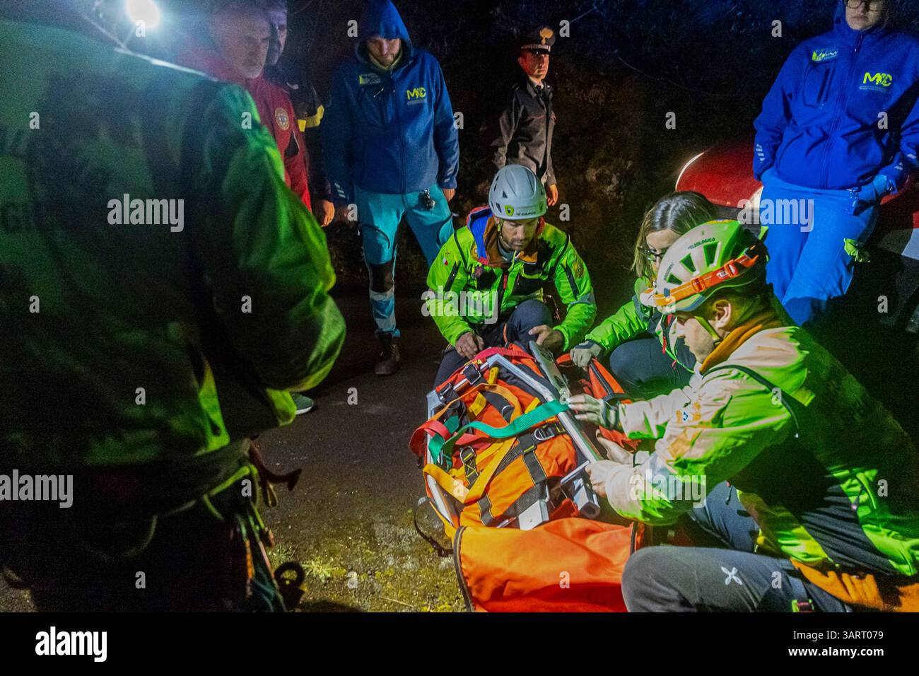 Rescuers at work near the site of the Monte Faito cable car crash that ...