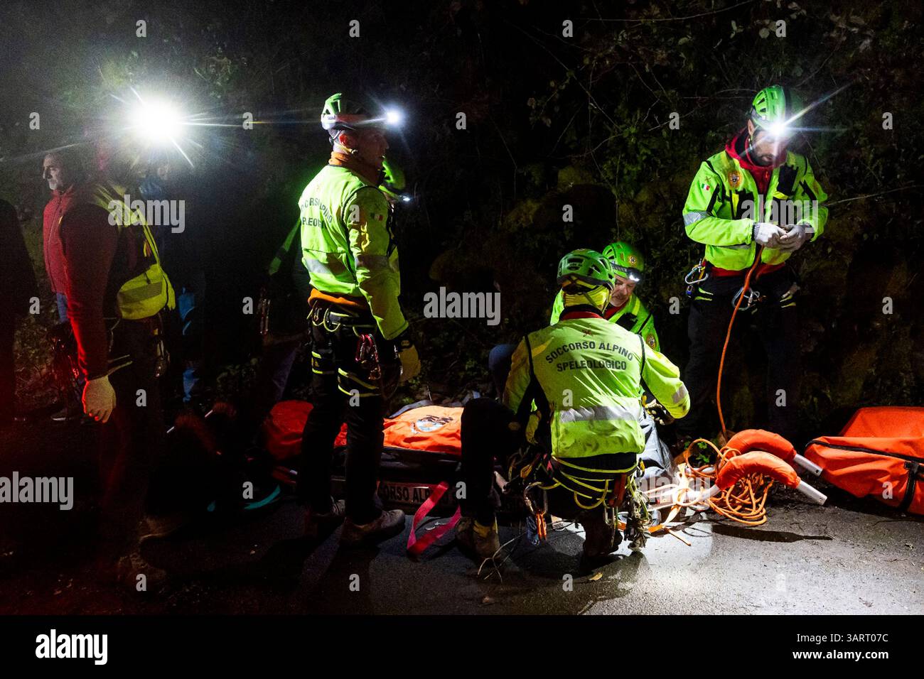 Rescuers at work near the site of the Monte Faito cable car crash that ...