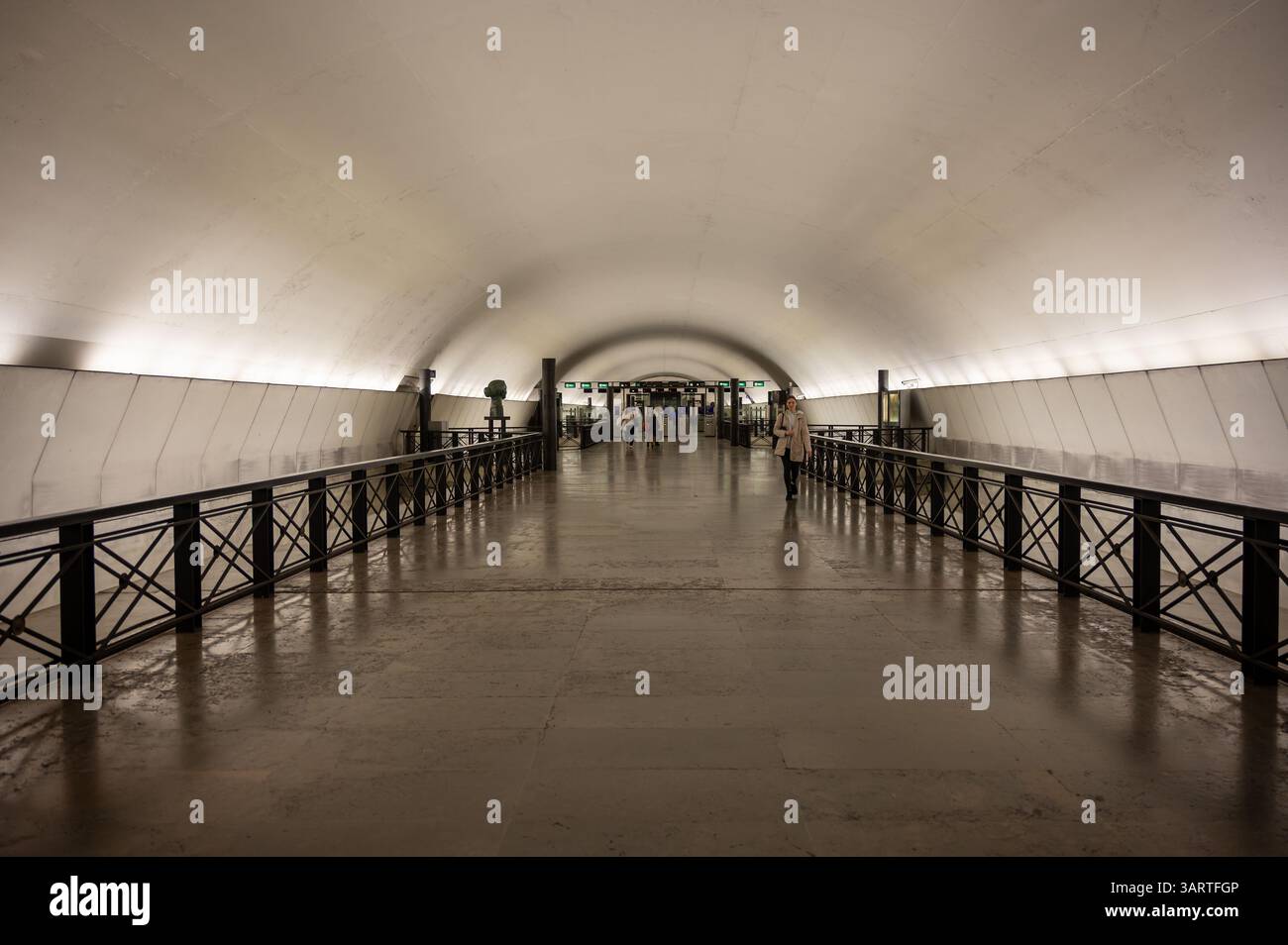 Lisbon, Portugal. 14 April 2025. Interior of Rato metro station with ...