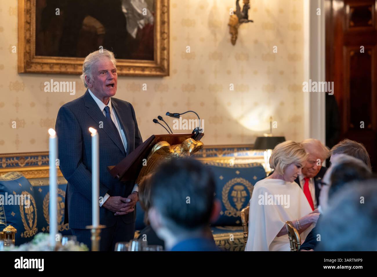 Reverend Franklin Graham offers a prayer during an Easter prayer ...