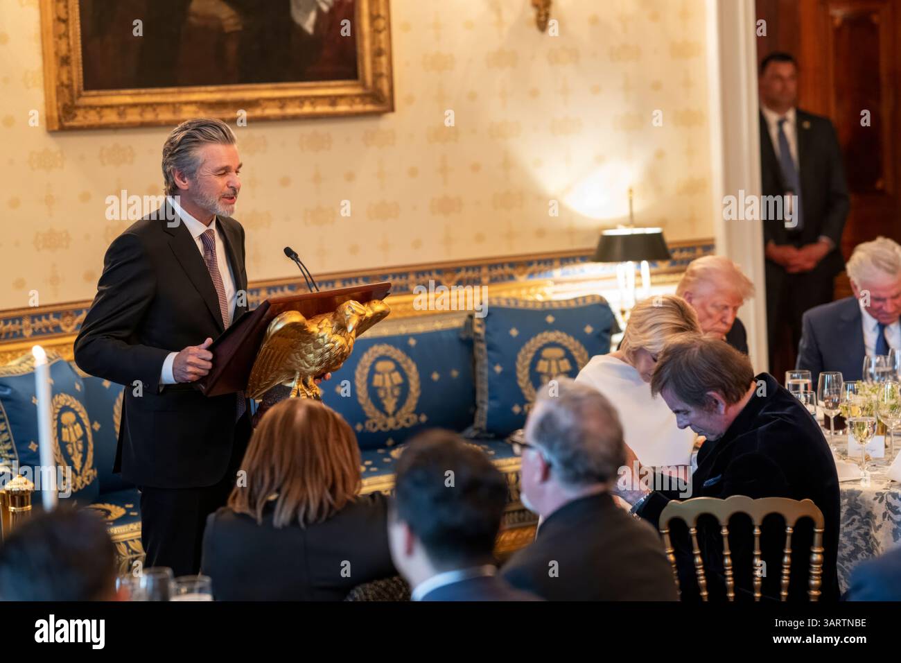 Pastor Jentezen Franklin delivers a blessing over the food at an Easter ...