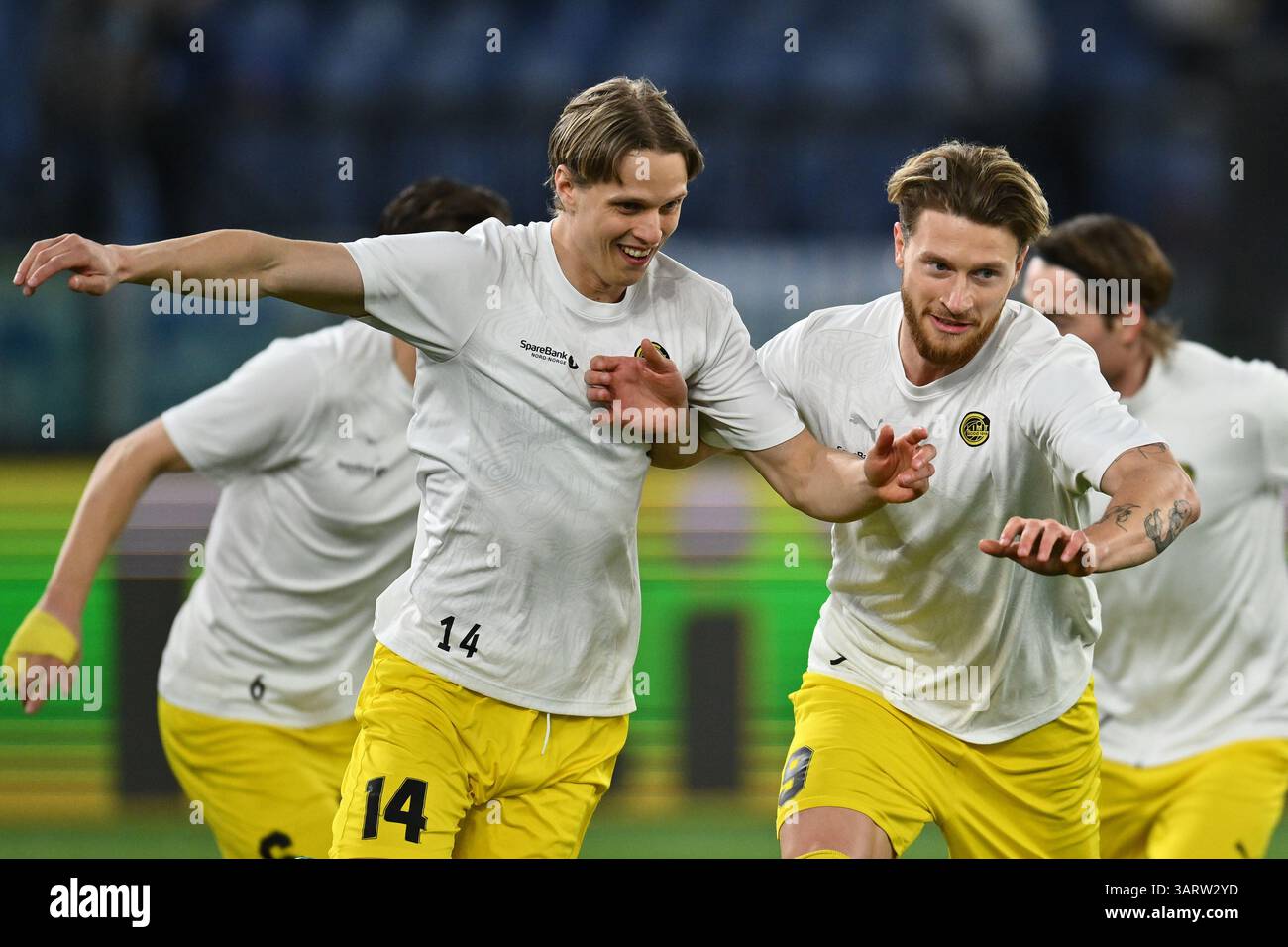 Ulrik Saltnes of F.K. Bodo/Glimt and Kasper Hogh of F.K. Bodo/Glimt ...