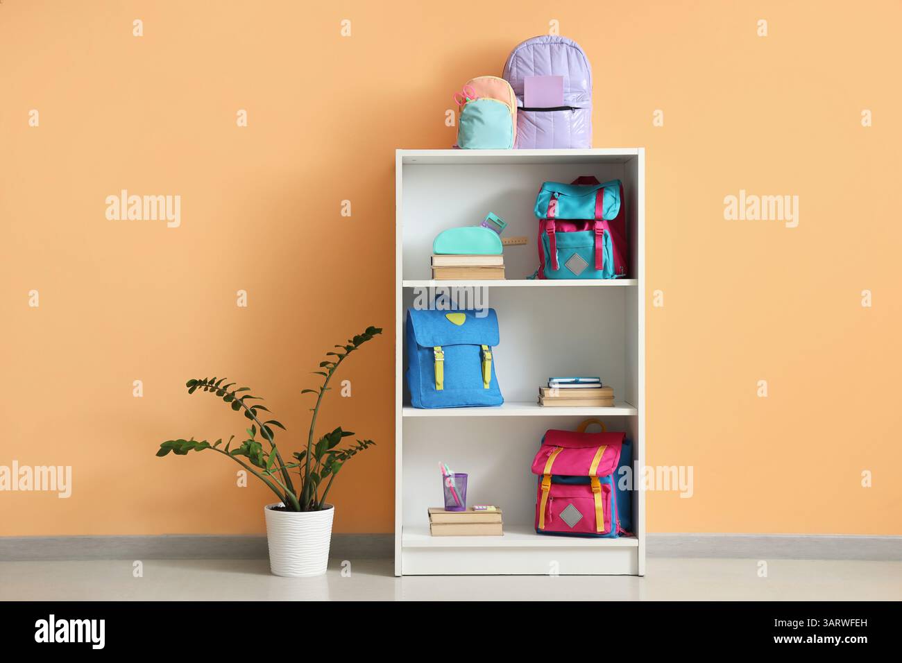 Blue and orange shelving hi-res stock photography and images - Alamy