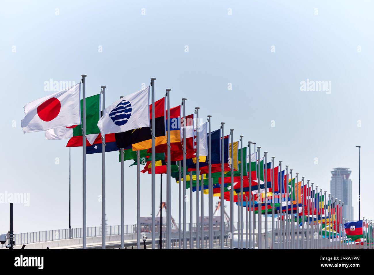 During Osaka Expo 2025 in Osaka, Japan, the flags of the countries were ...