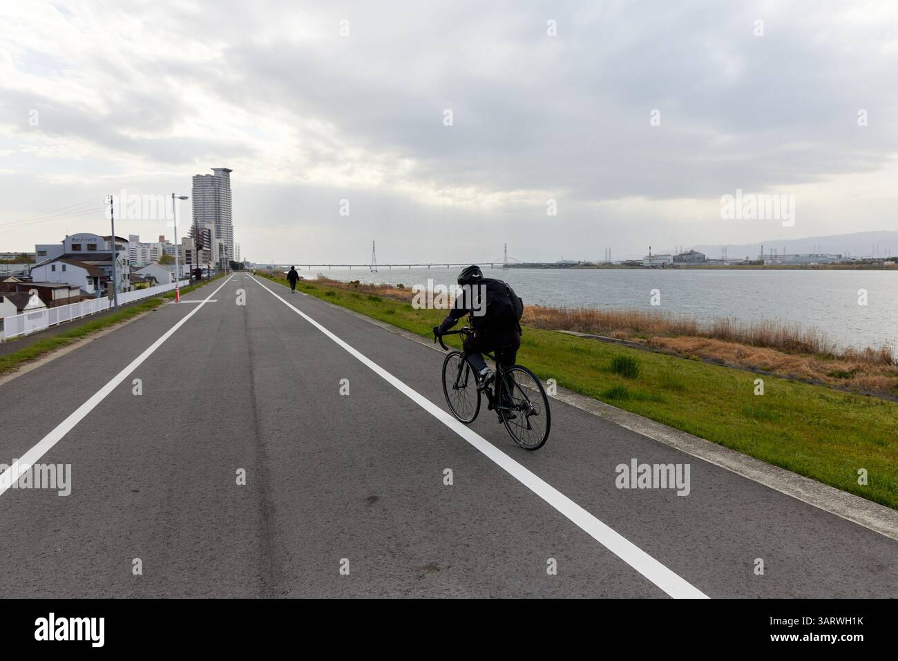 A general view of Yodogawa river-side cycling path, Osaka, Japan on April 14, 2025. (Yosuke ...