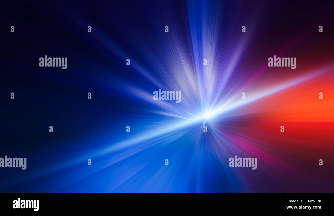 Long streaks of orange and blue light moving fast on night city street ...