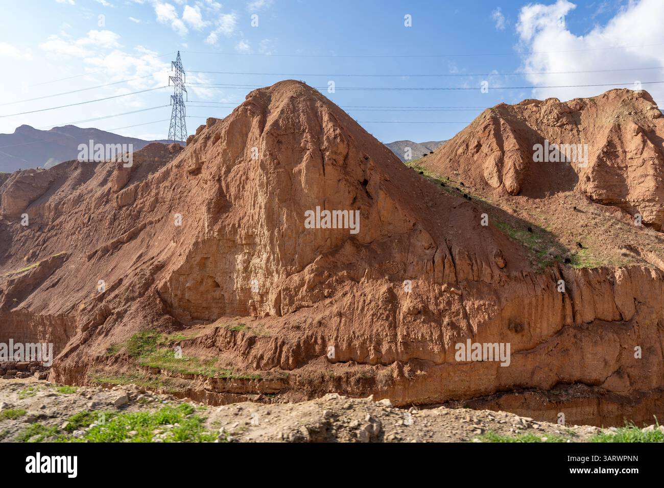 Mountain landscape, view from Mazar-I-Sharif-Kabul highway, Aybak city ...