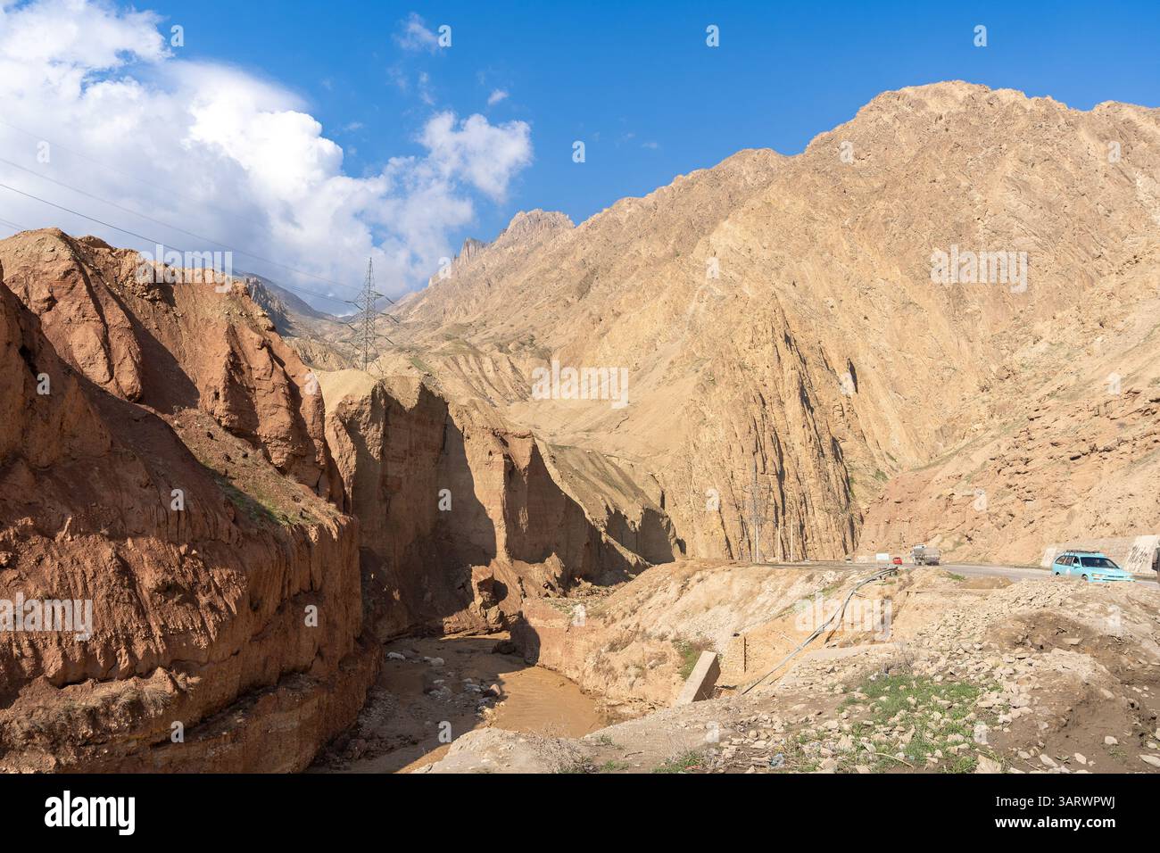 Mountain landscape, view from Mazar-I-Sharif-Kabul highway, Aybak city ...
