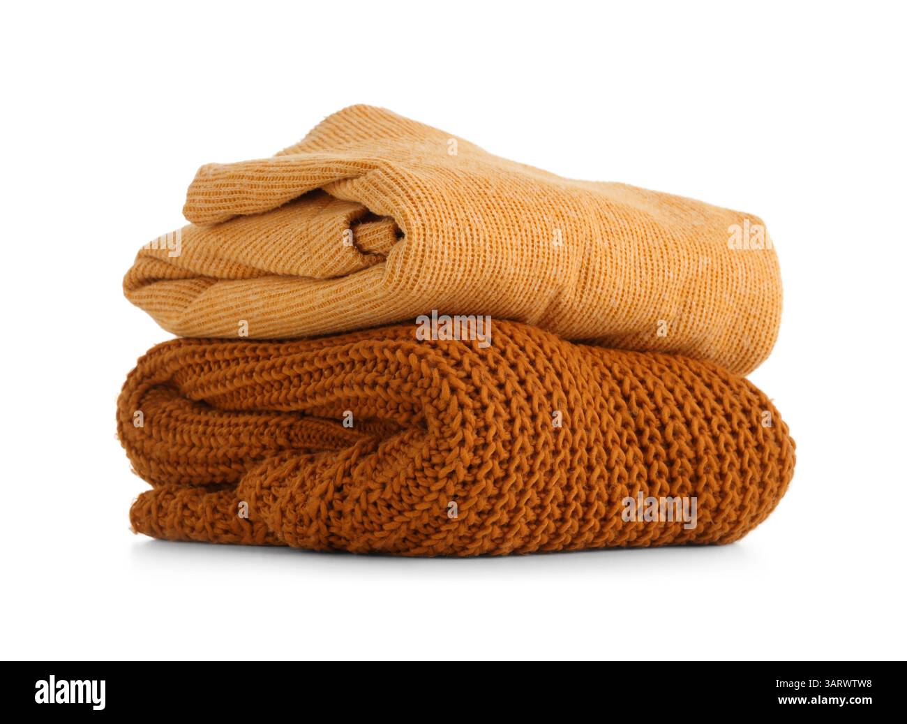 Stack of clean sweaters isolated on white background Stock Photo - Alamy