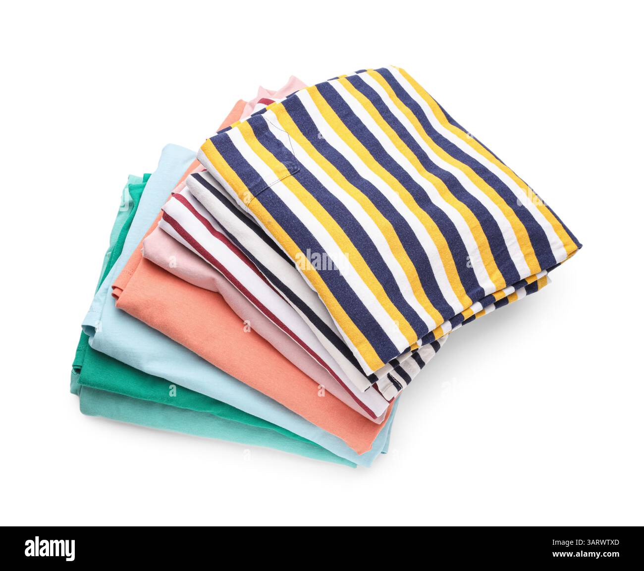 Stack of clean clothes isolated on white background Stock Photo - Alamy