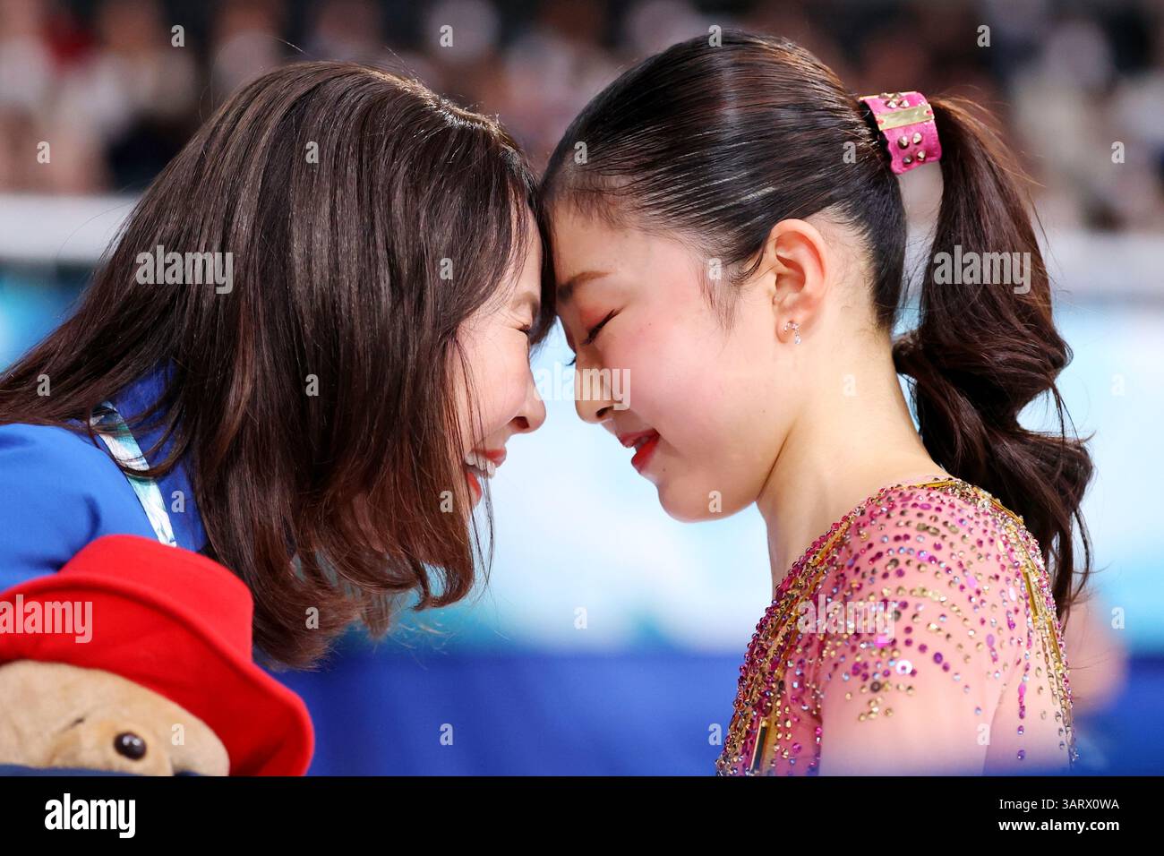 (L-R) Mie Hamada coach, Mone Chiba (JPN), APRIL 17, 2025 - Figure ...