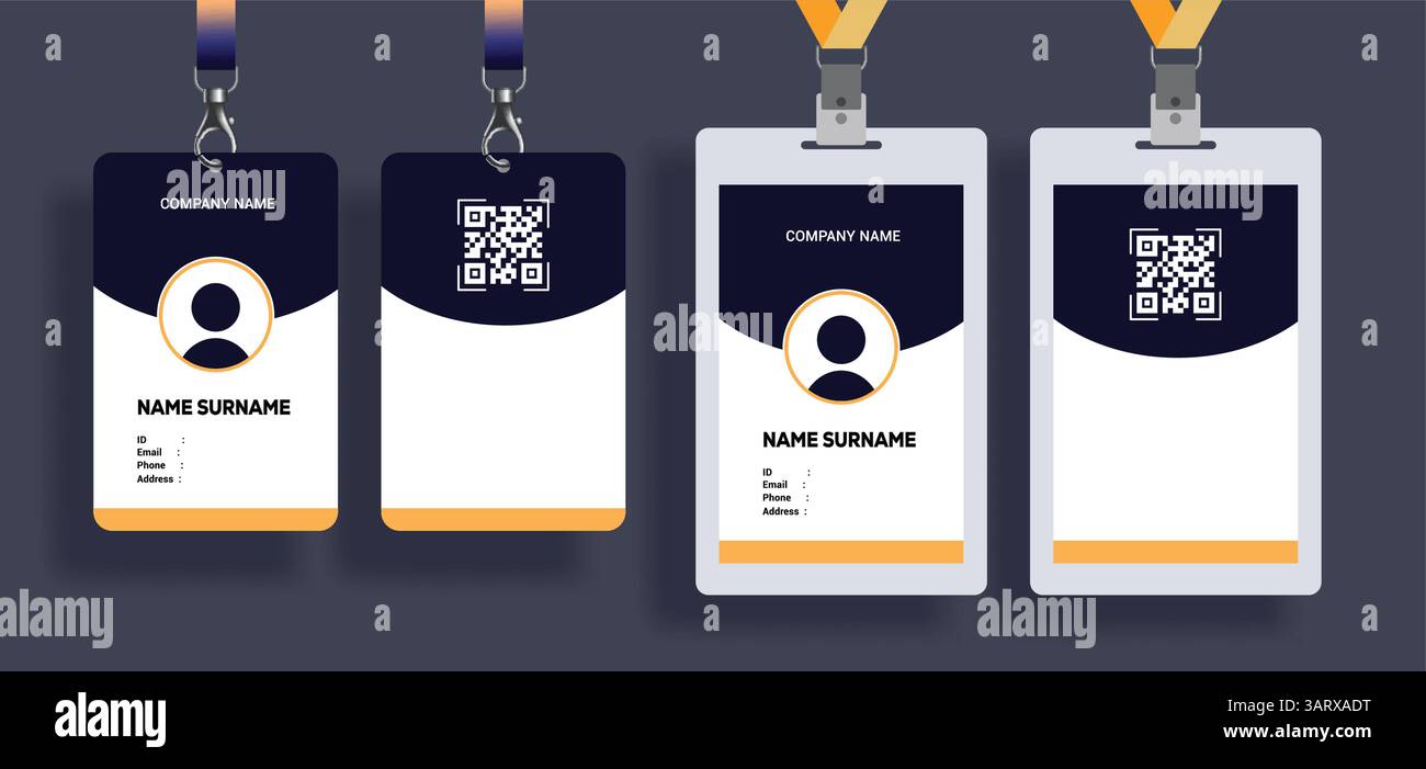 Company ID card clipart template set. Office identification badge clip ...