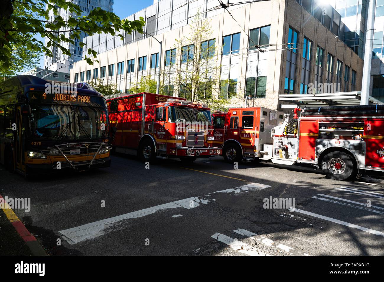 Seattle, USA. 17th Apr 2025. Late in the day the Seattle Fire ...