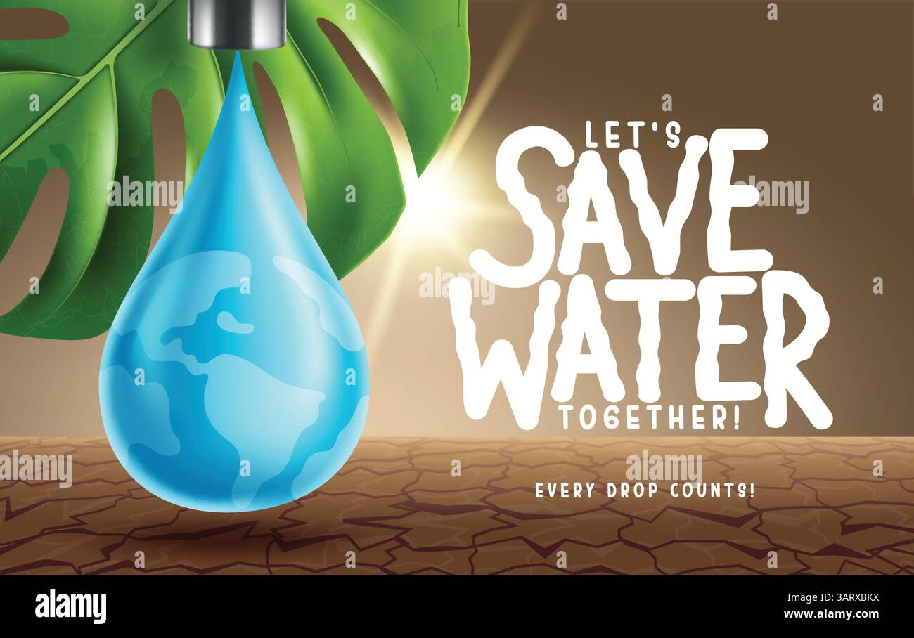 Save water clipart template design. Let's save water clip art for earth environmental awareness ...