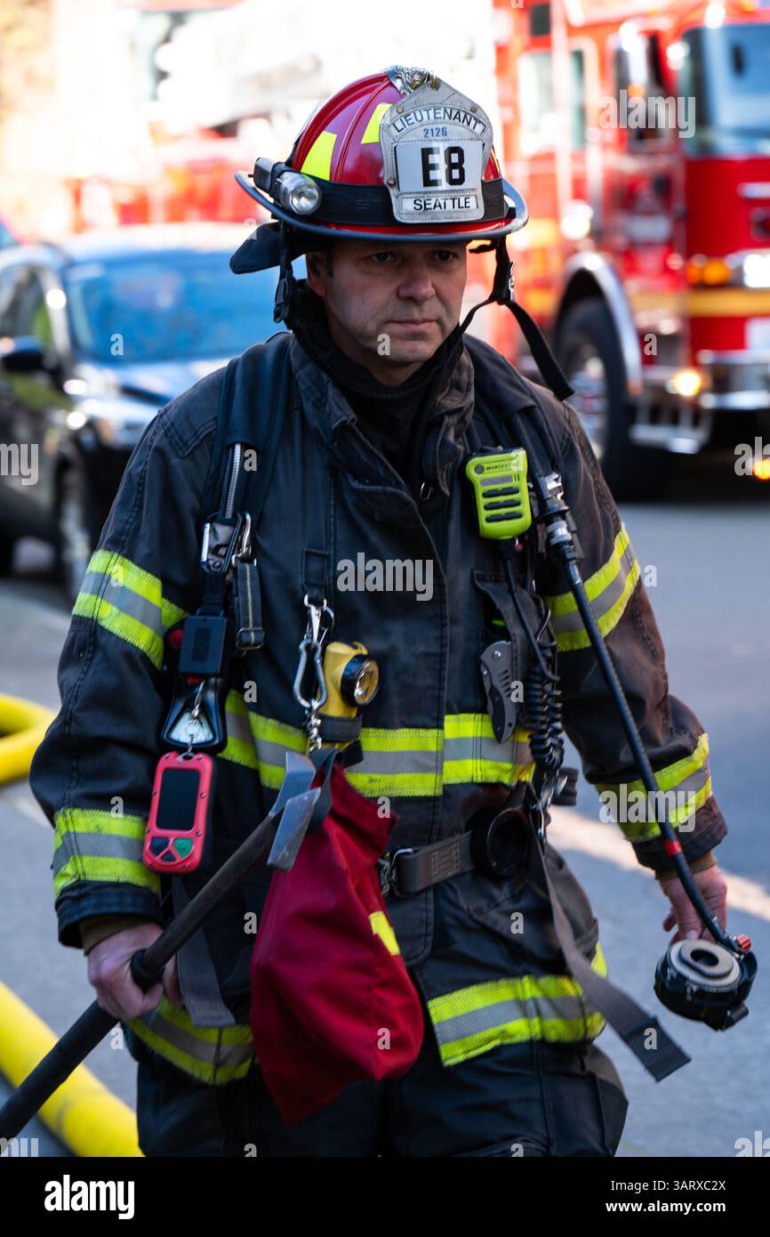 Seattle, USA. 17th Apr 2025. Late in the day the Seattle Fire ...