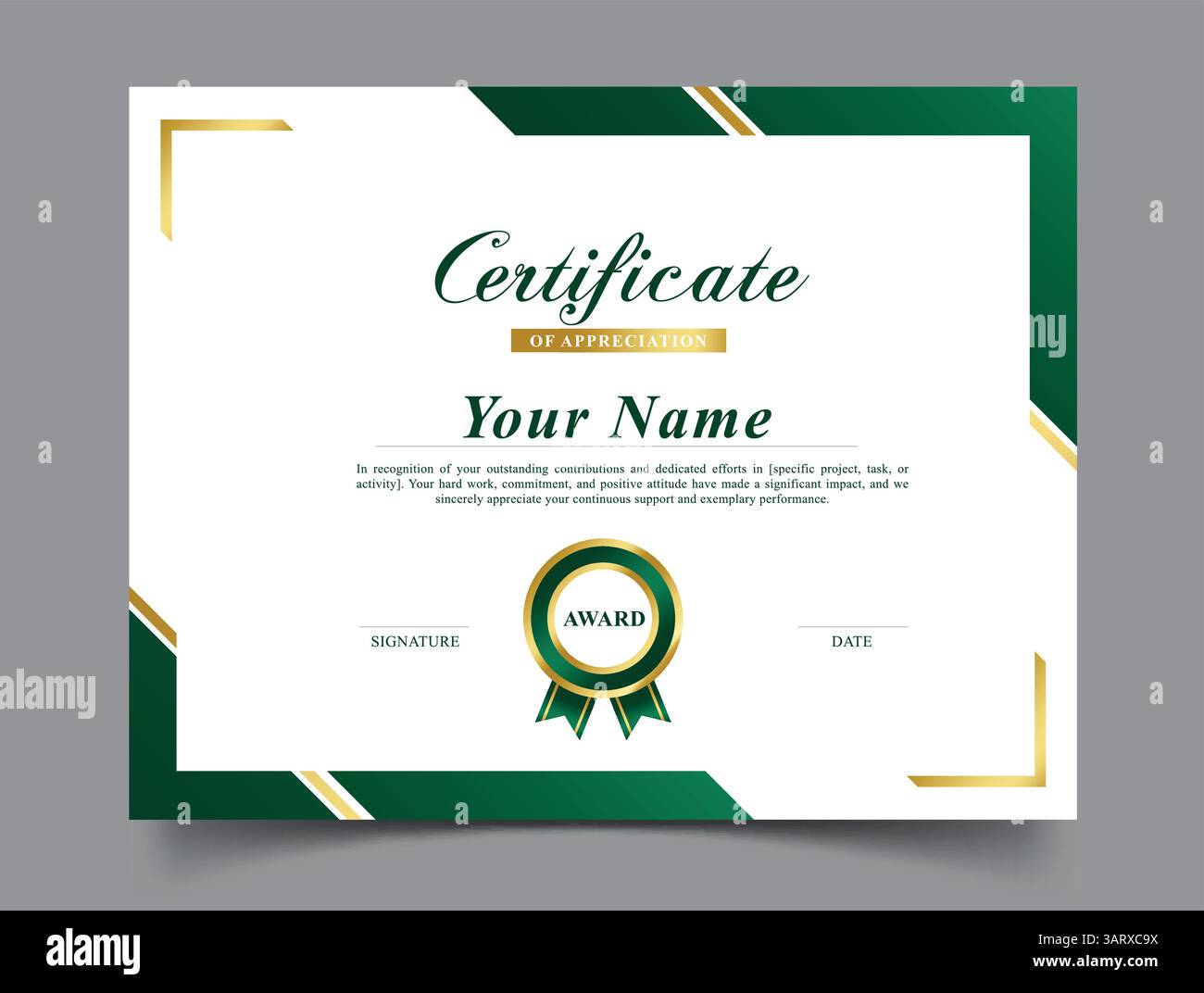 Appreciation certificate for employees Stock Vector Images - Alamy
