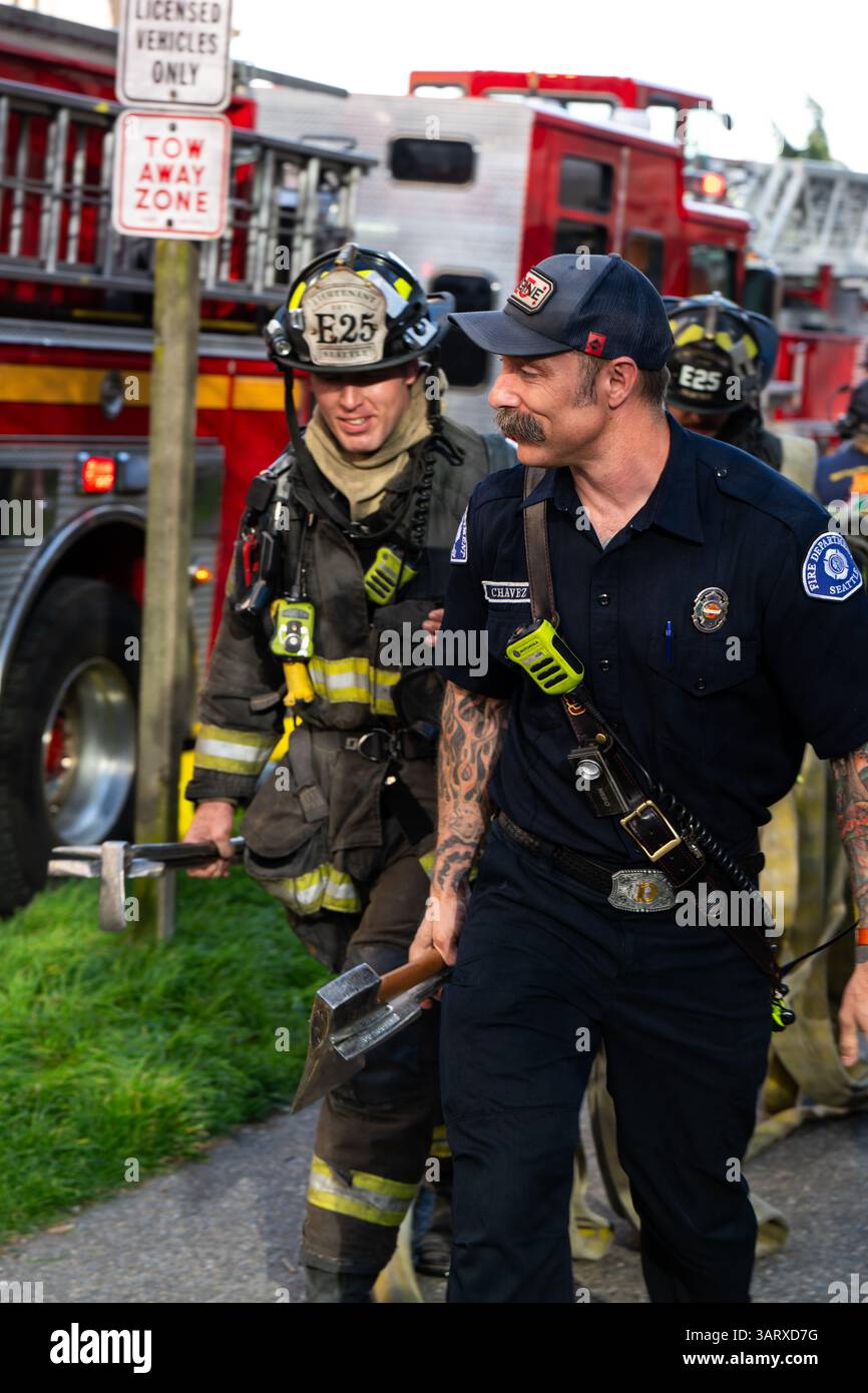 Seattle, USA. 17th Apr 2025. Late in the day the Seattle Fire ...