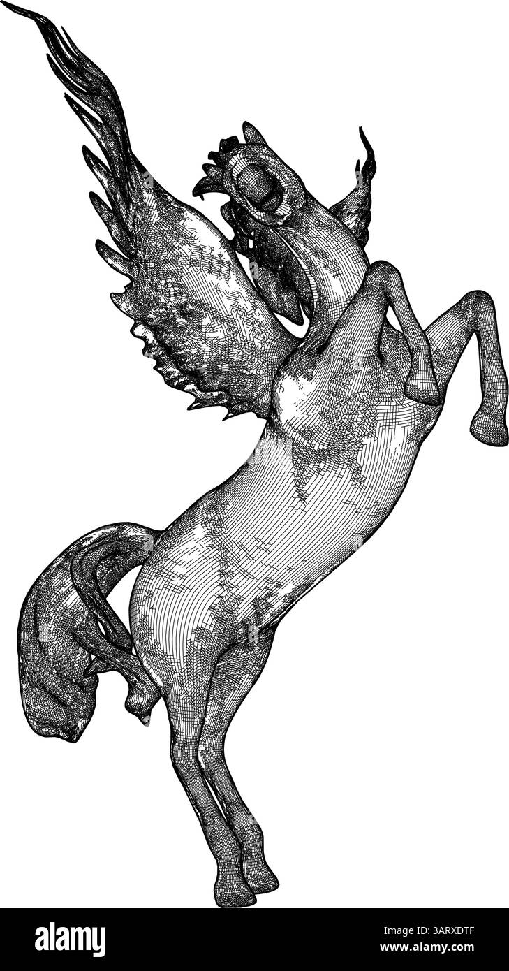 Pegasus Fly Horse Vector. A Vector Illustration Of A Flying Horse With ...