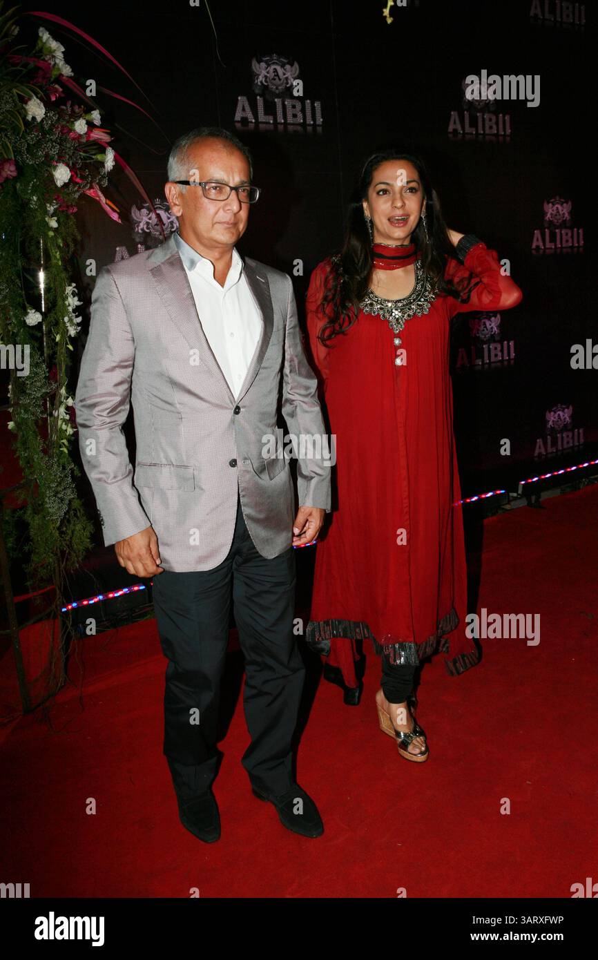MUMBAI, INDIA â€“ AUGUST 17: Juhi Chawla with her husband Jay Mehta during Srideviâ€™s birthday ...