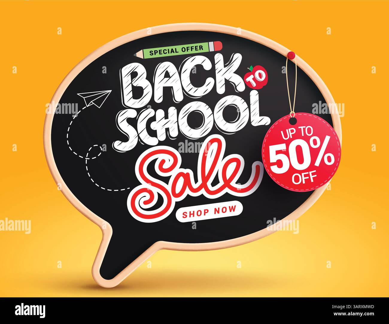 Back to school sale black board clipart template. School sale promotion ...