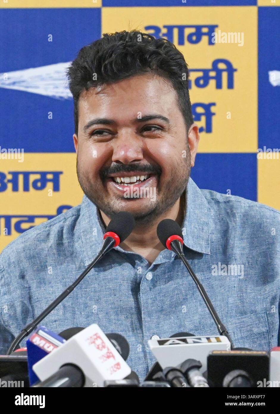 NEW DELHI, INDIA - APRIL 17: AAP senior leader Durgesh Pathak during a ...