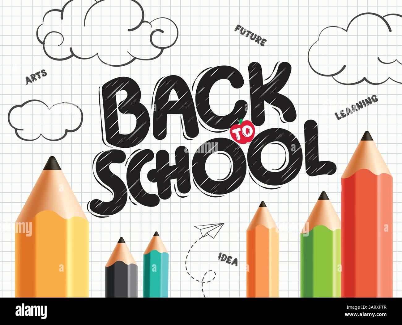 Back to school text clipart background. School greeting in grid lines ...