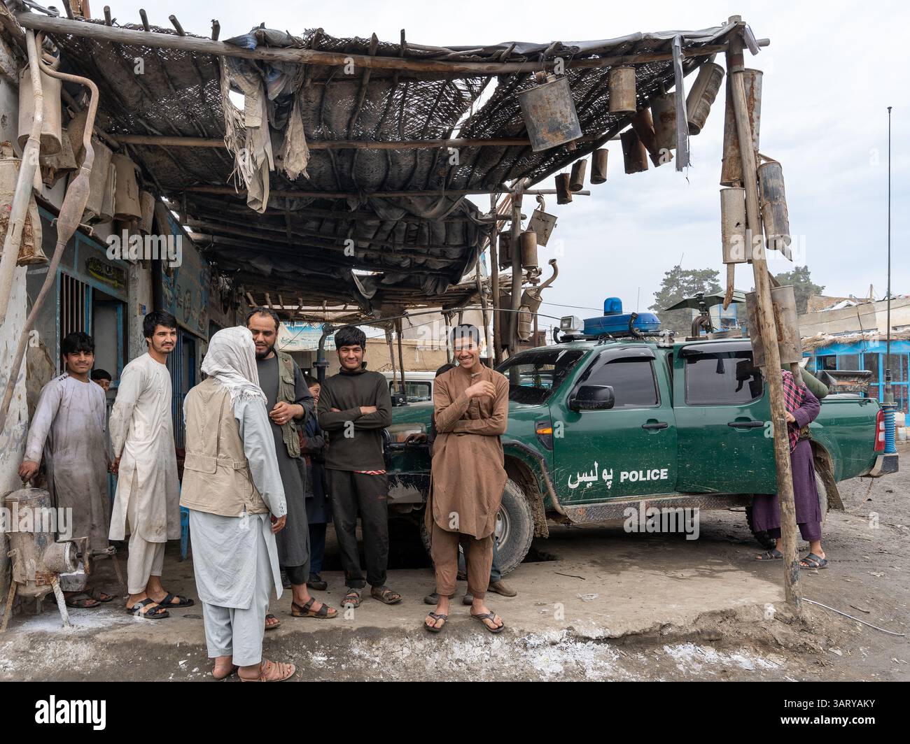 local residents, civilian policemen near a police station Stock Photo ...