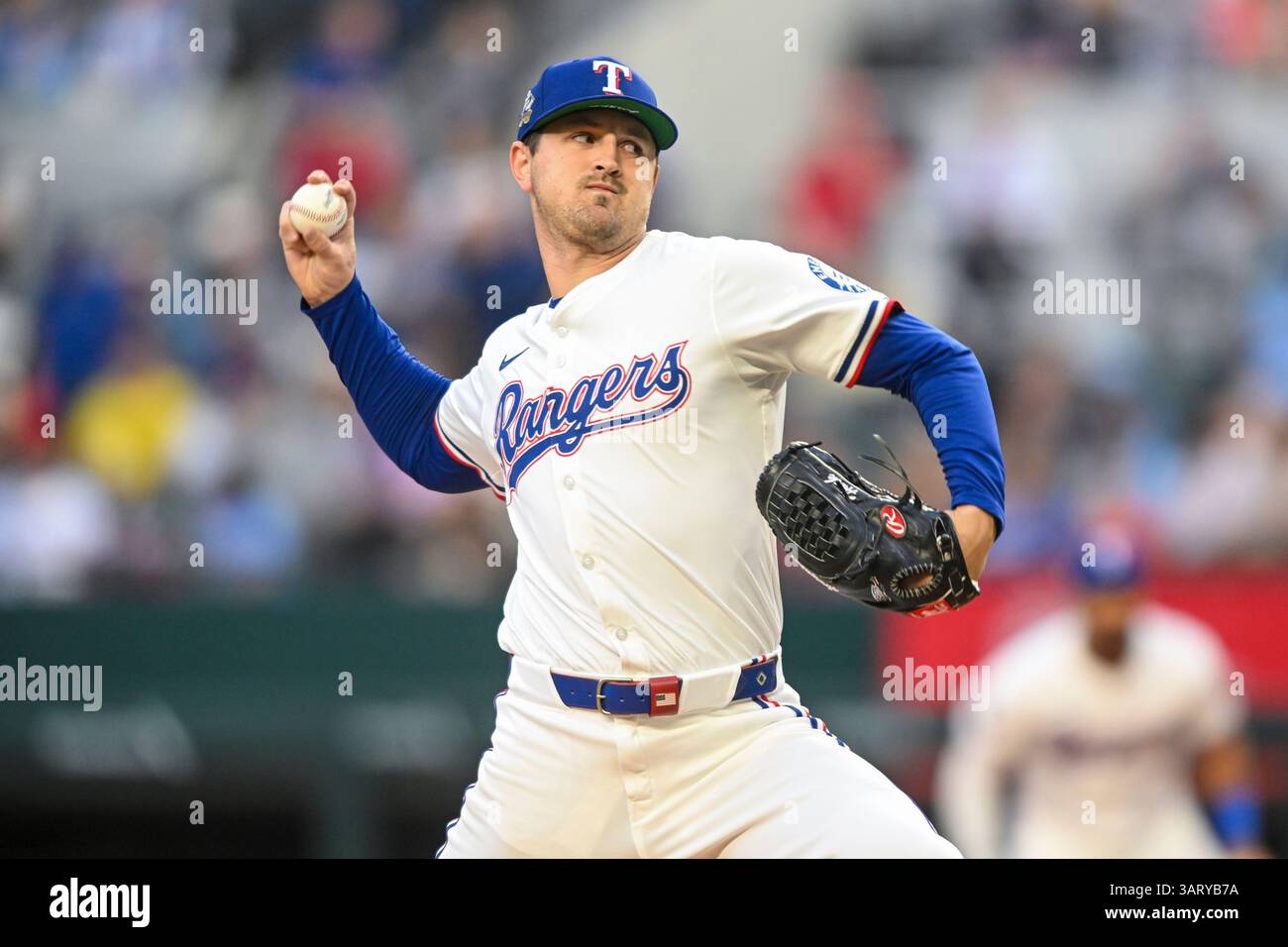 Texas Rangers pitcher Tyler Mahle pitches to the Los Angeles Angels ...