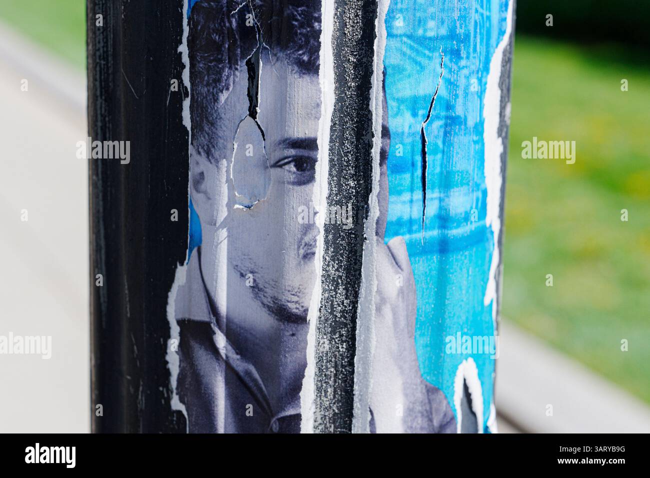 A torn up poster of Columbia University activist Mahmoud Khalil is seen ...