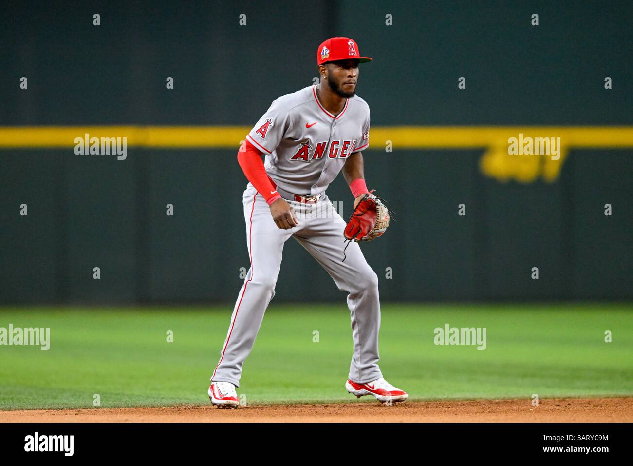 Los Angeles Angels short stop Tim Anderson takes his defensive hop ...