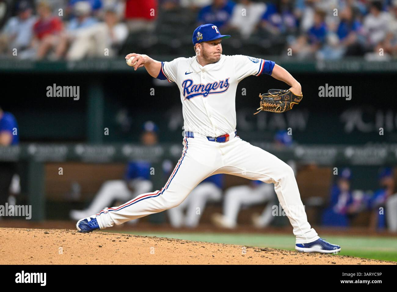Texas Rangers pitcher Jacob Webb pitches in relief during a baseball ...