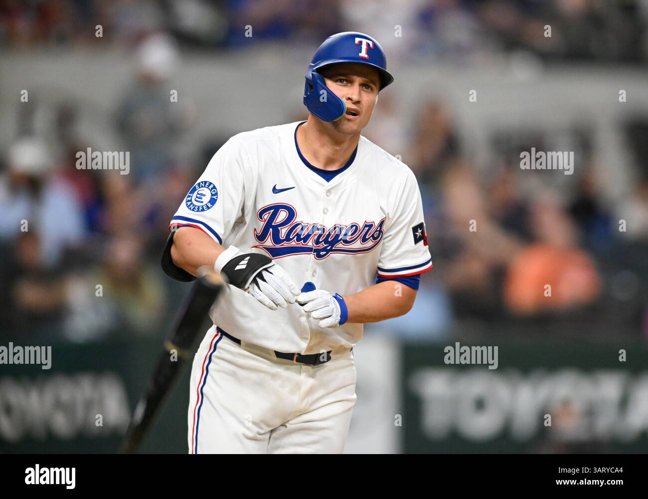 Texas Rangers' Corey Seager walks to first base after being walked ...