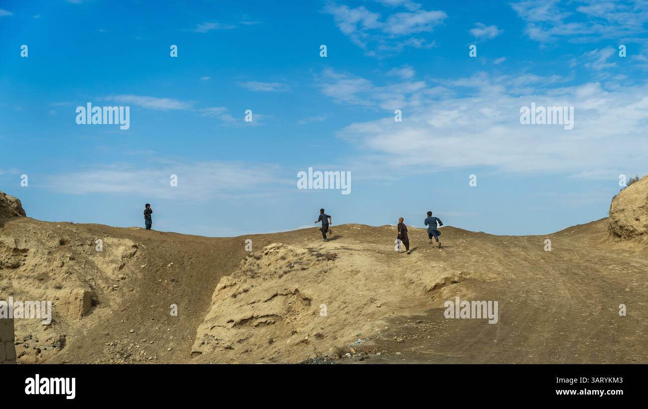 landscape with ruins of the ancient city wall of Balkh, Afghanistan ...