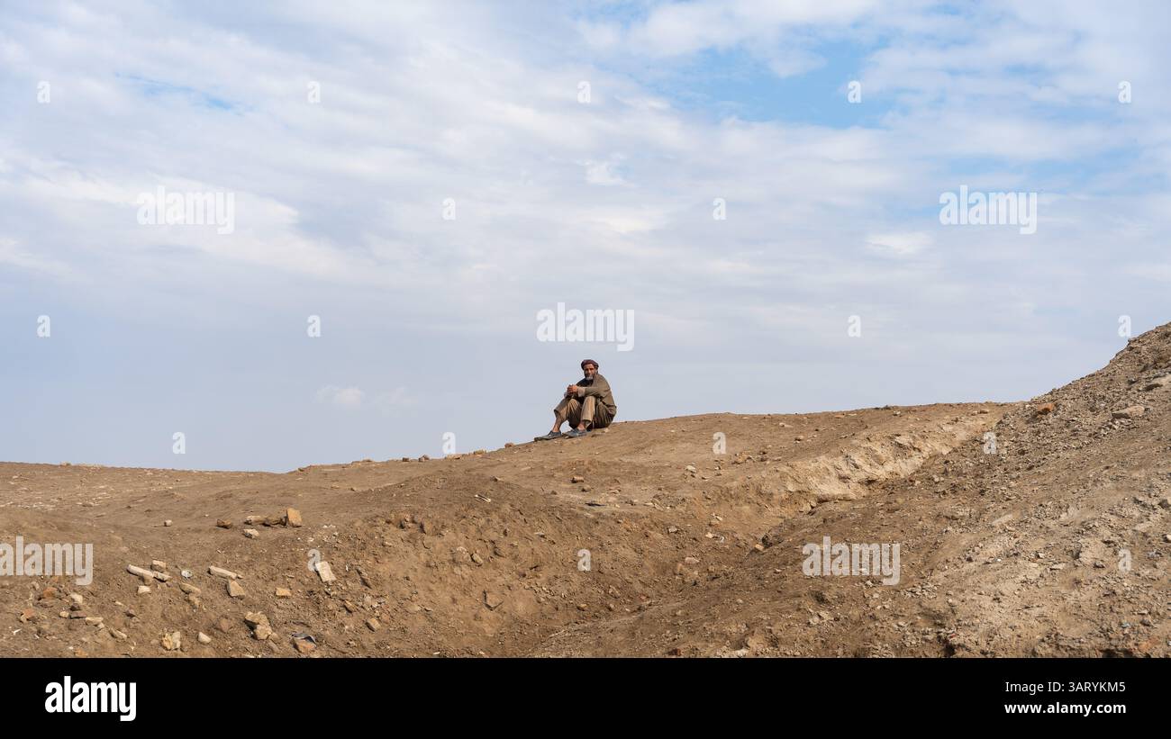 landscape with ruins of the ancient city wall of Balkh, Afghanistan ...