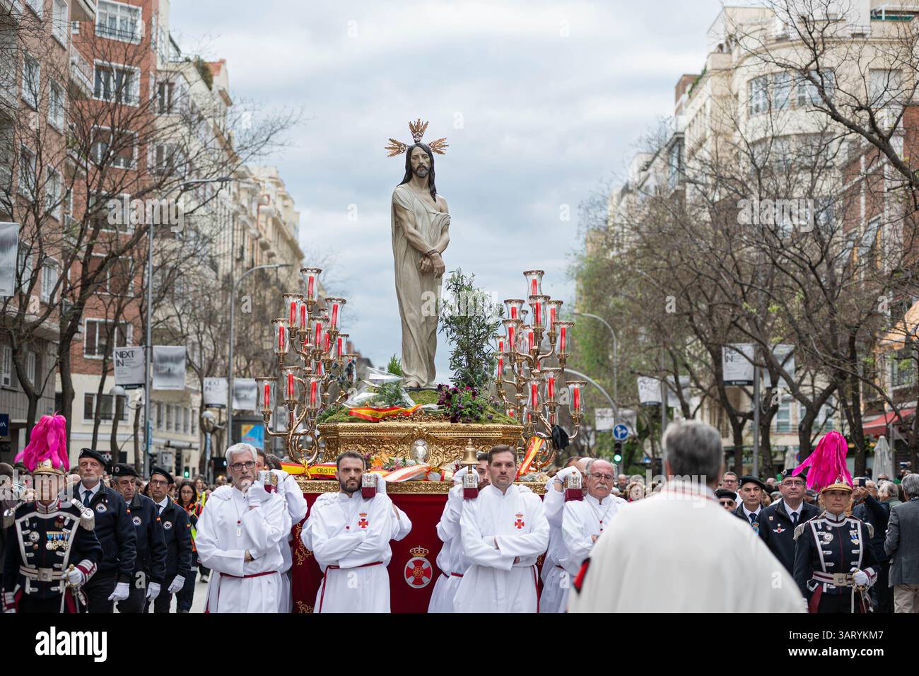 Religious float with a statue of Jesus Christ carried by cocaleros ...