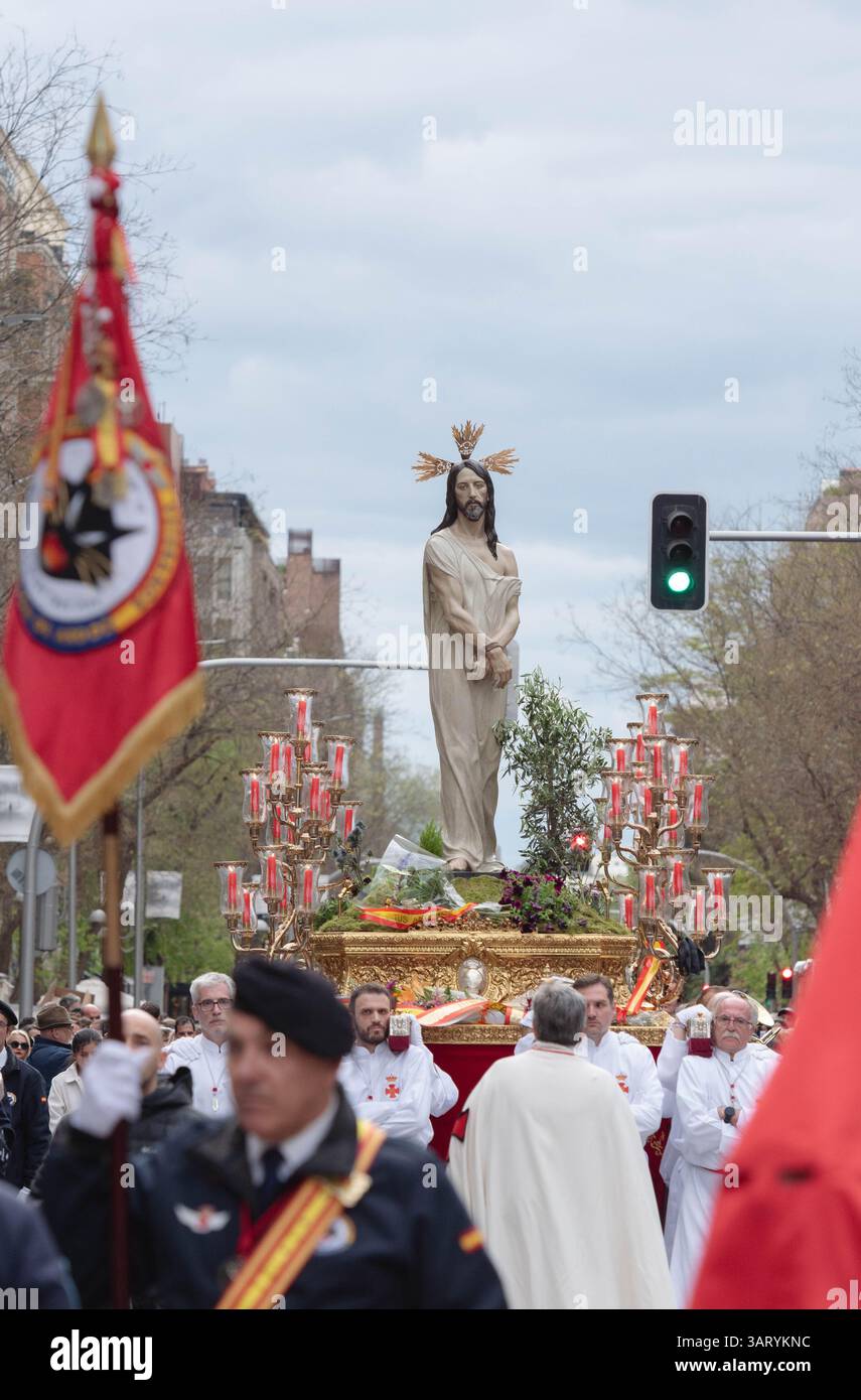 Religious procession during the Holy Week featuring a statue of Jesus ...