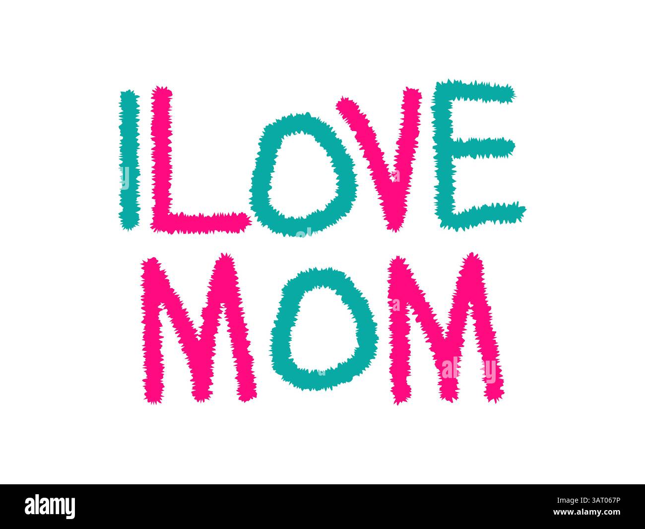 Handwritten I Love Mom Text Vibrant Mother's Day Typography Stock ...