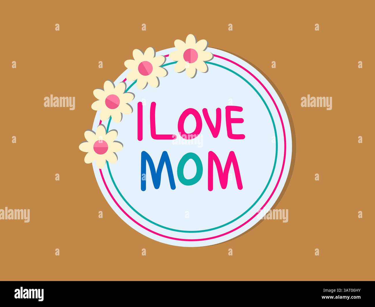 I love mom colorful typography with flowers Mother's day celebration ...
