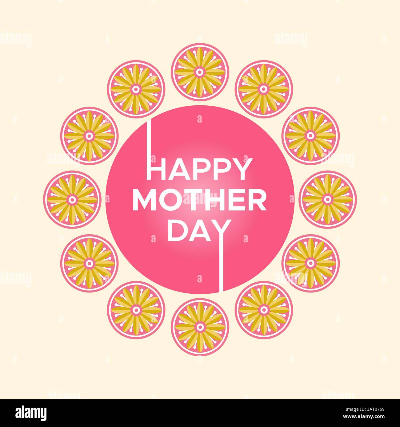 Happy Mother Day Typography with Decorative Flowers Frame Circle Design for Mother's Day Holiday ...