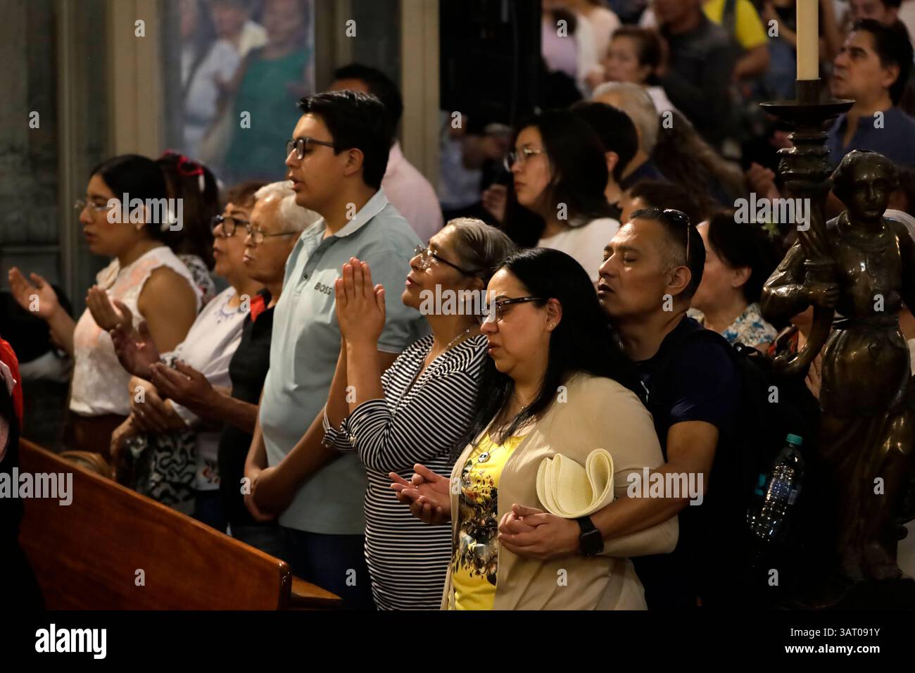 Mexico City, Mexico. 17th Apr, 2025. Catholic faithful attend the mass ...