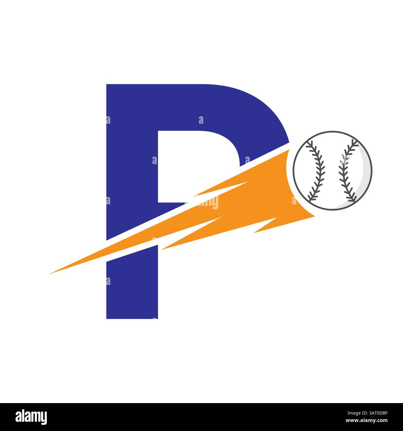 Initial Letter P Baseball Logo Design With Speed Symbol. Baseball Logo ...