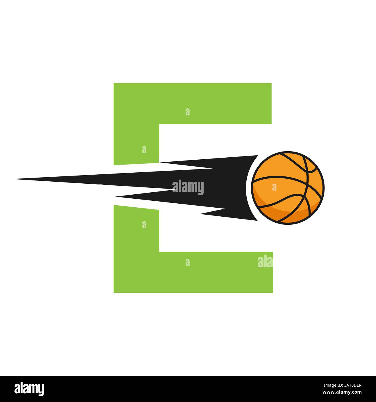 Initial Letter E Basketball Logo Design With Speed Symbol. Basketball ...