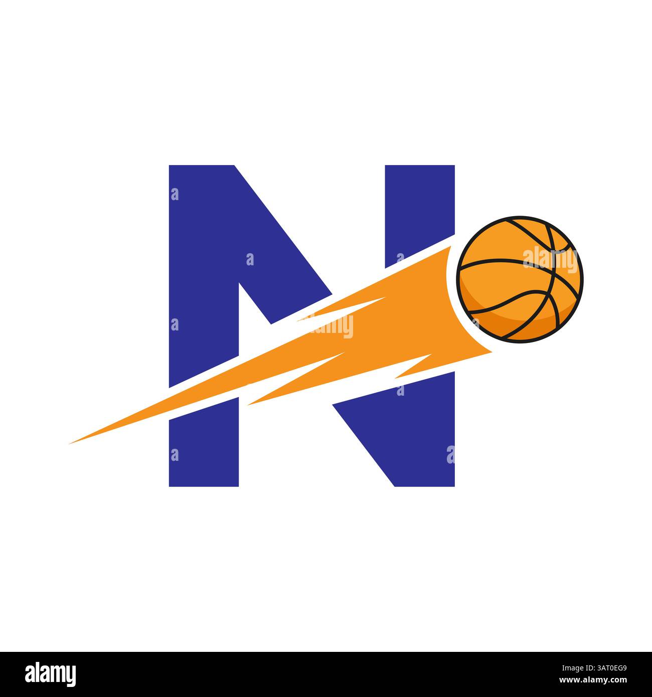 Initial Letter N Basketball Logo Design With Speed Symbol. Basketball ...