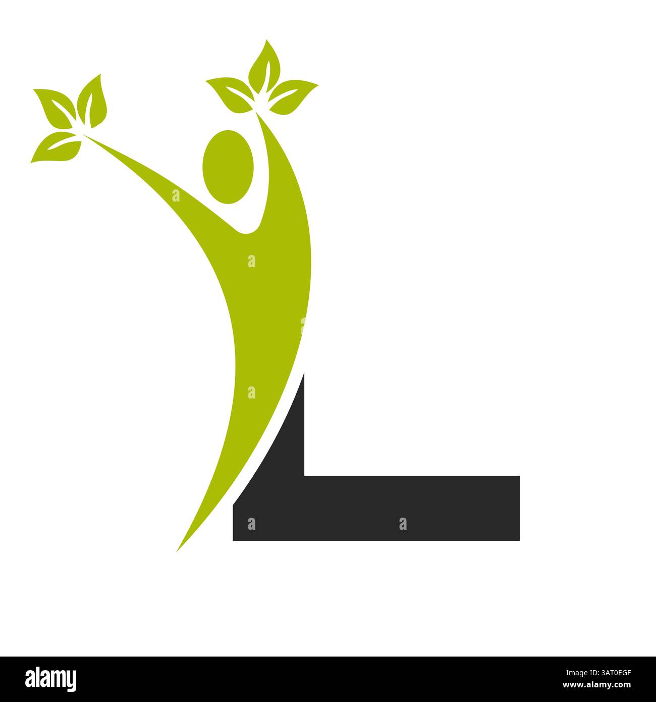 Letter L Healthcare Logo Concept With Human And Leaf Symbol For Bio ...