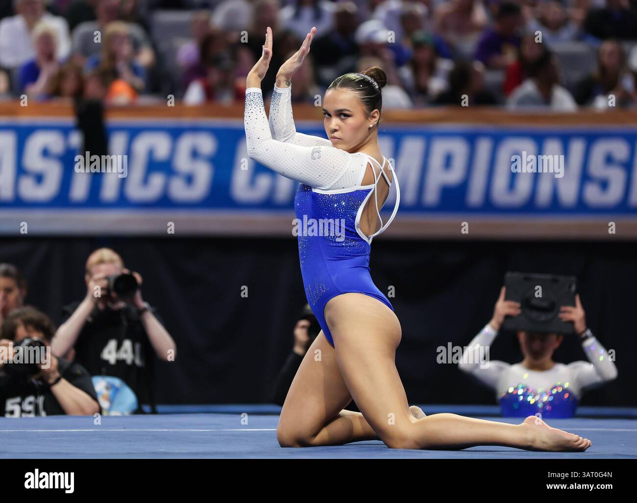 April 17, 2025: UCLA's Brooklyn Moors on the floor exercise during ...