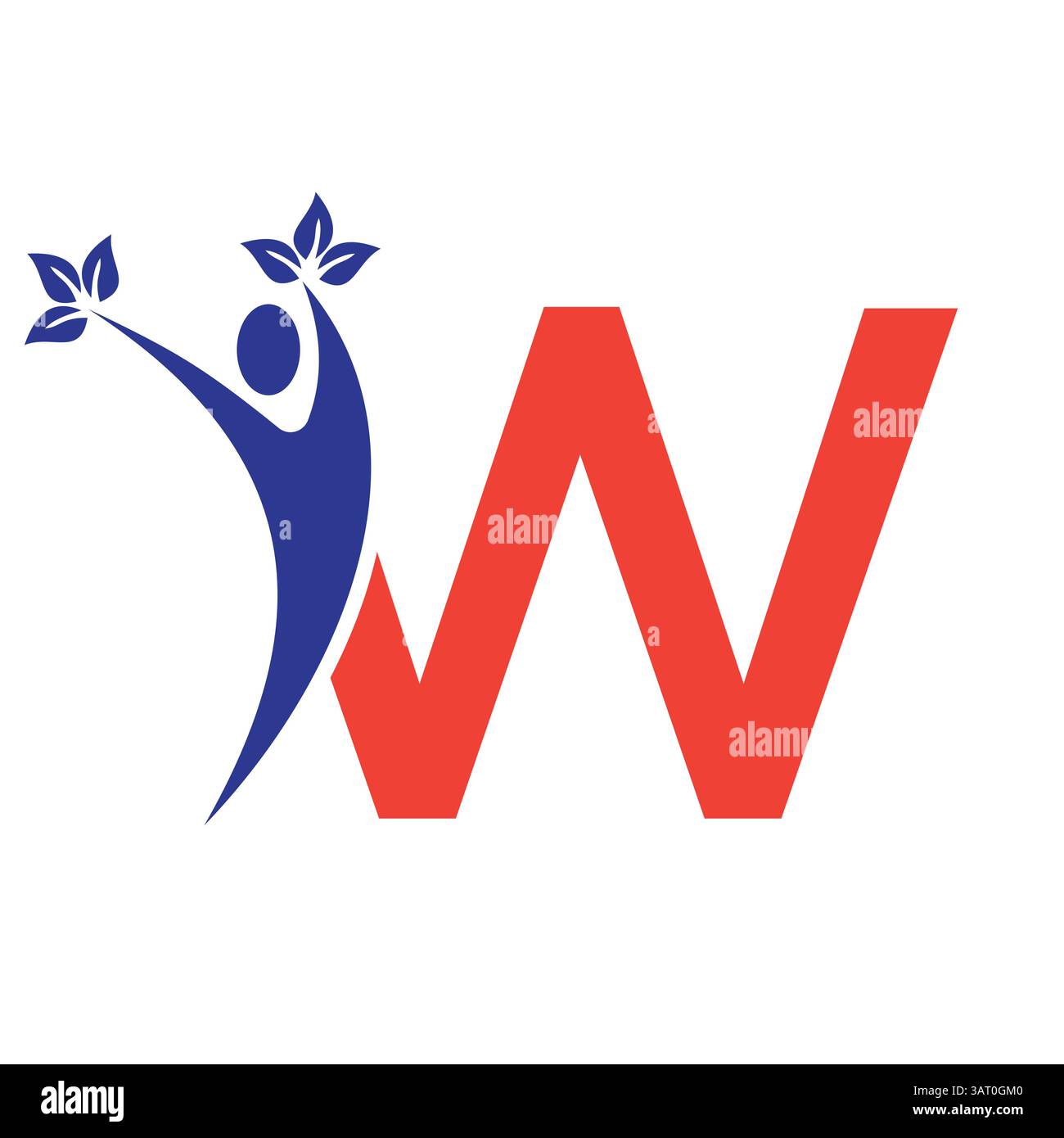 Letter W Healthcare Logo Concept With Human And Leaf Symbol For Bio ...