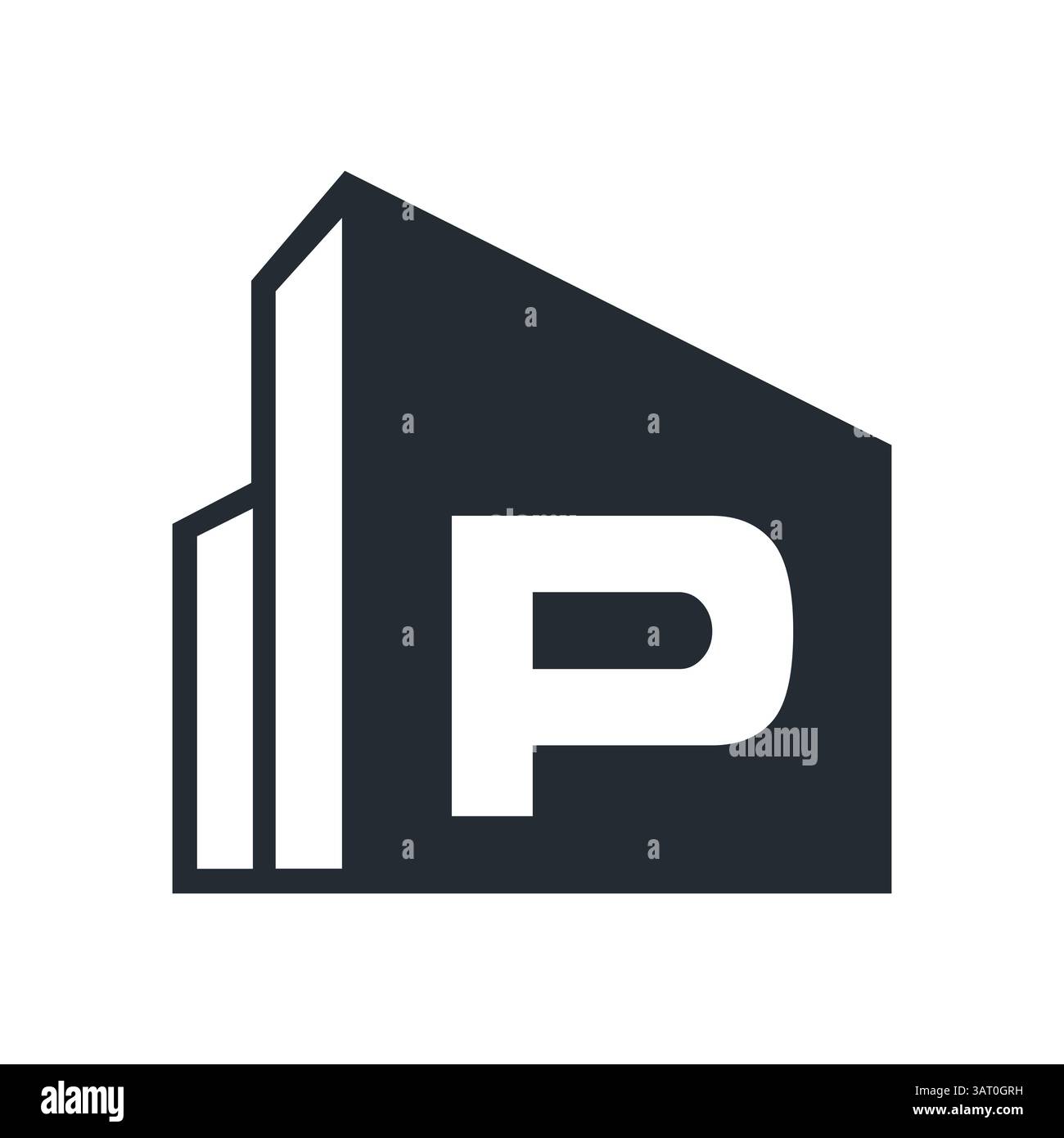 Initial Letter P Real Estate Logo Concept With City Building Symbol ...