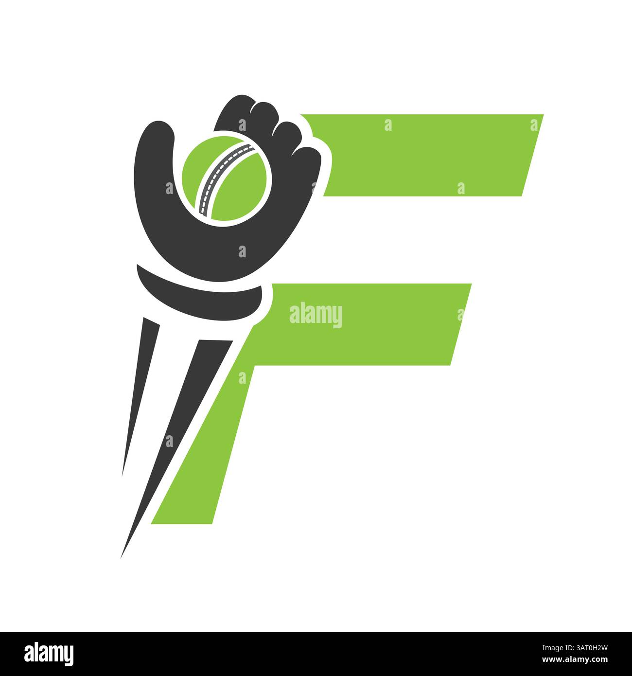 Cricket Logo On Letter F Concept With Speed Sign, Hand And Cricket Ball ...