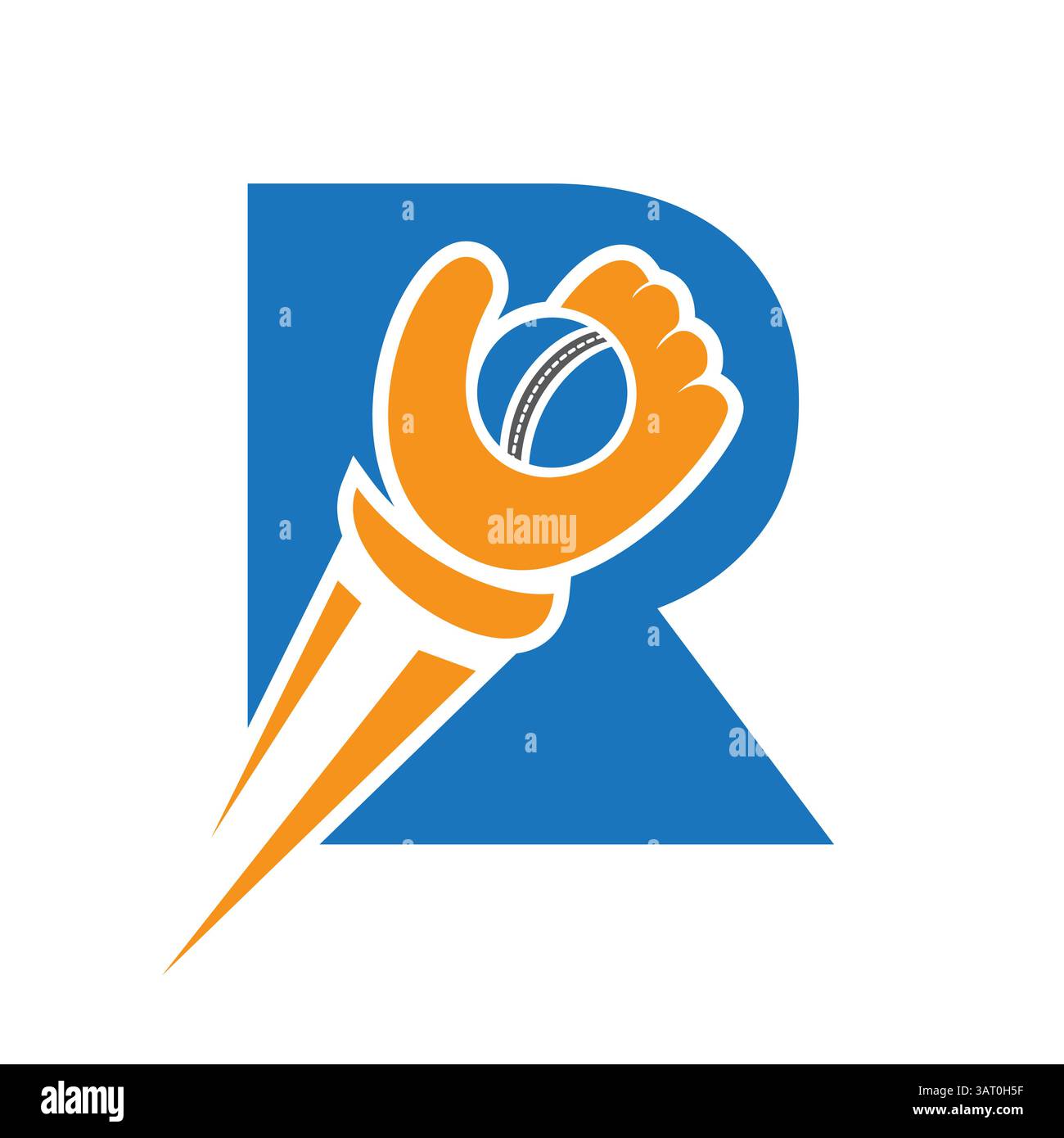 Cricket Logo On Letter R Concept With Speed Sign, Hand And Cricket Ball ...